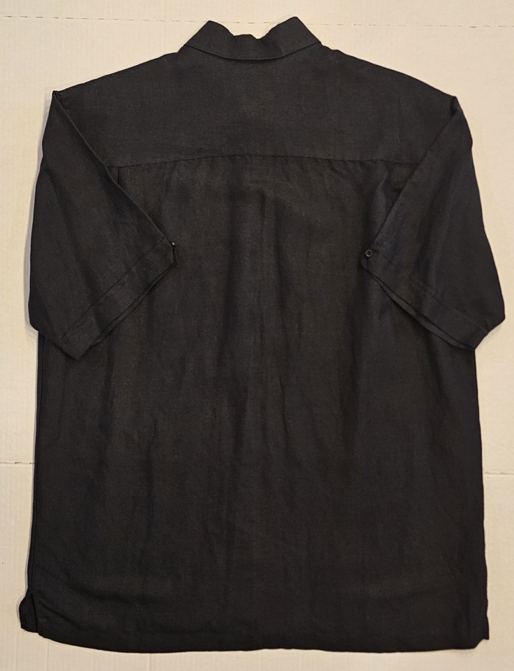 Cubavera Men's Black Short Sleeve Button Up Embroidered Shirt Casual ...