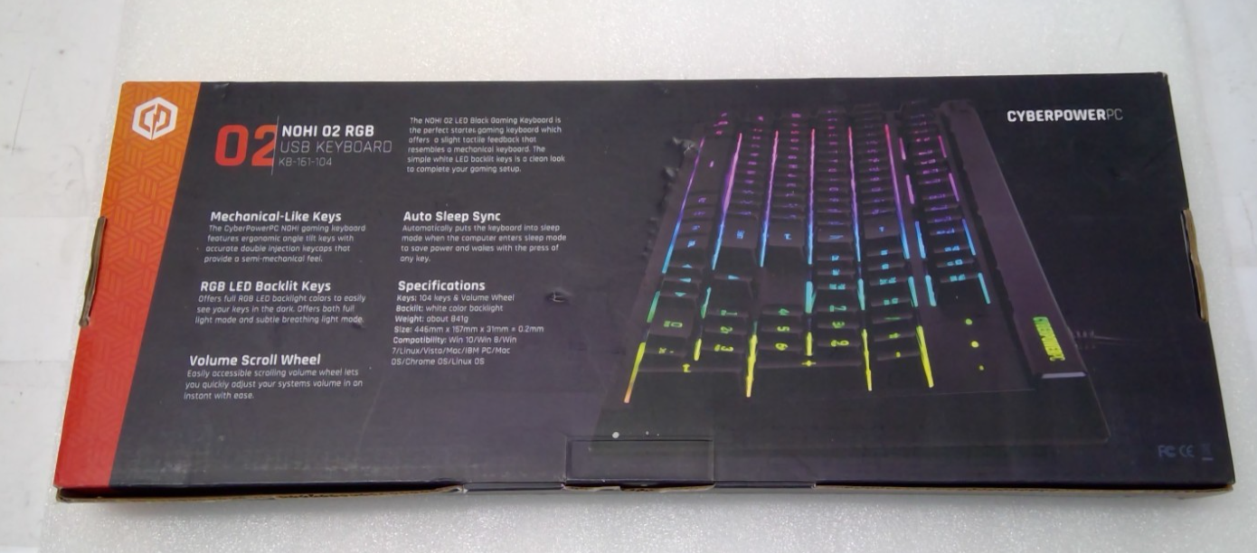 CyberPower PC Play Ready LED Wired Gaming Keyboard 02 RGB NOHI KB-161 ...