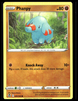 Phanpy SWSH12: Silver Tempest Card #091/195 | eBay