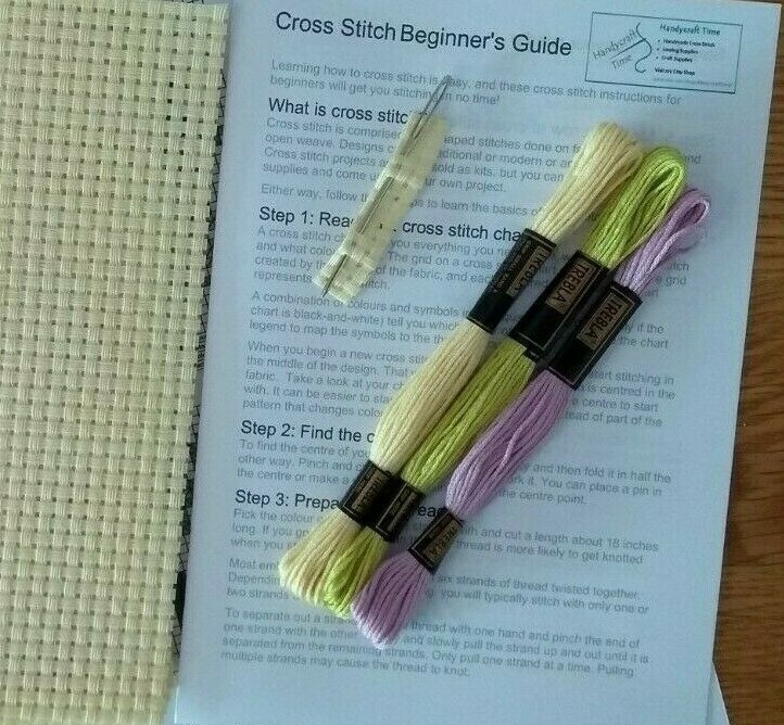 First Cross Stitch Kit 12 Thread Colour Combos Needle Binca Patterns ...