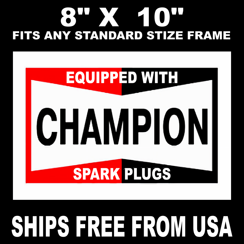 Champion Spark Plug Decal/Sticker/Garage Sign Vintage Replicas 70's ...