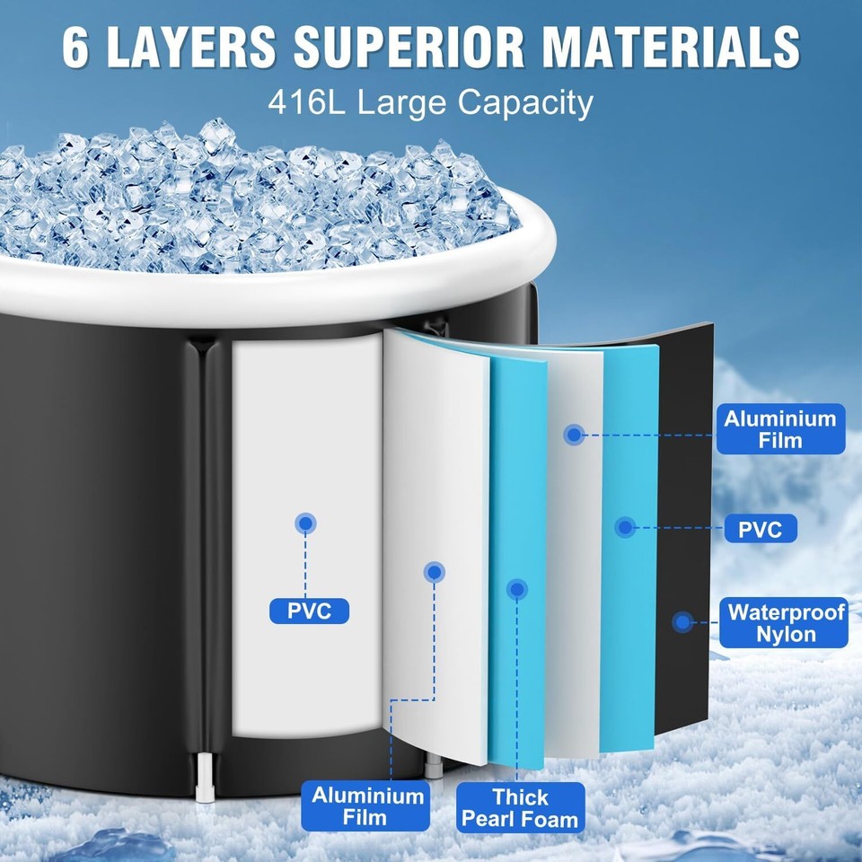 XL 110 Gal Cold Plunge Tub – Insulated Ice Bath with Thermal Cover ...