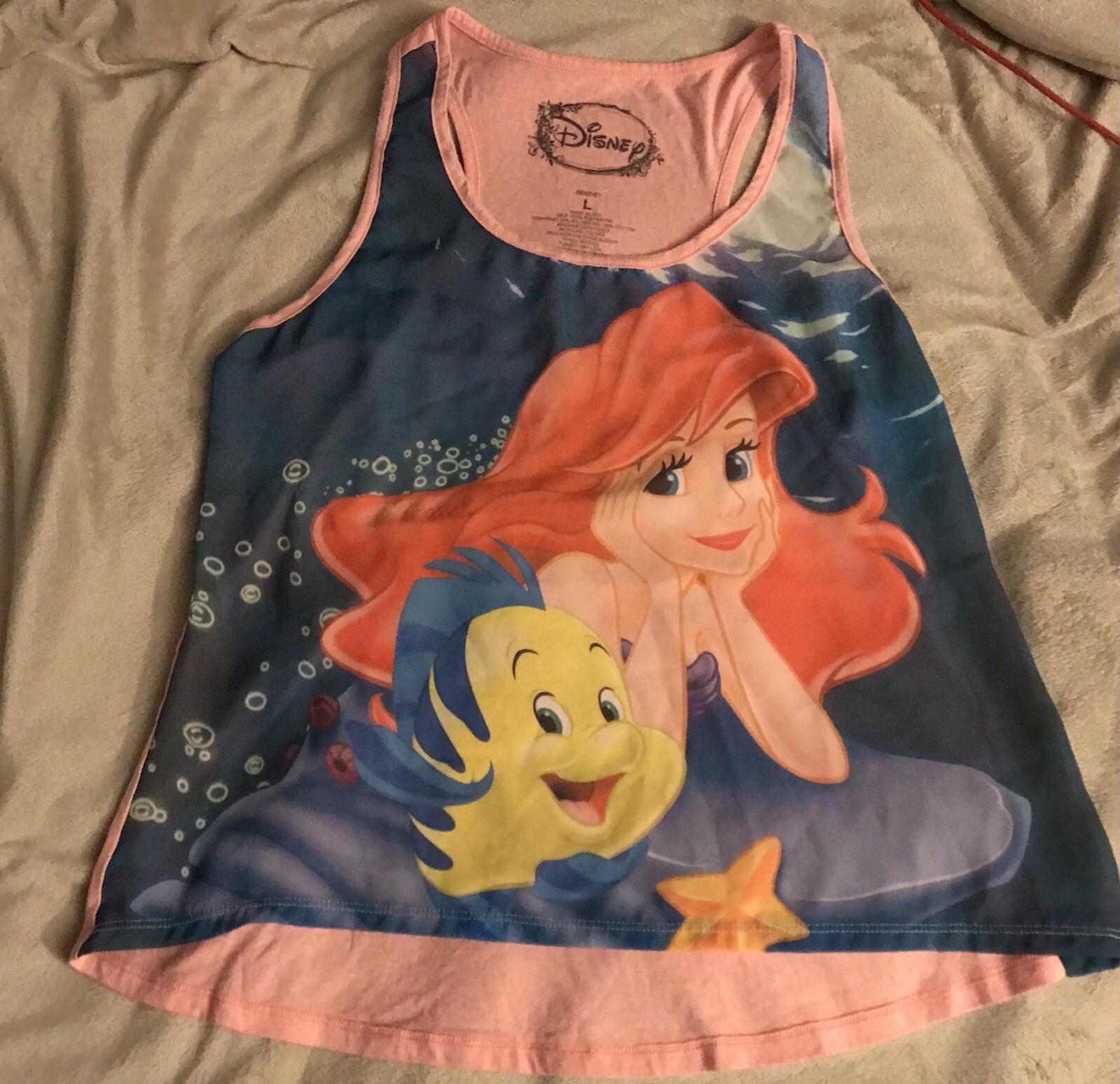Disney The Little Mermaid Ariel Racer Back Tank Top Juniors Size Large ...