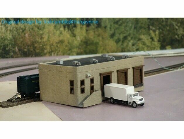 N Scale Distribution Warehouse 3D-Printed (Gray) 4 Freight door version ...