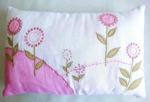 COUSSIN brodée fleur marque "muusa paris" quasi NEUF! coton lin L ...