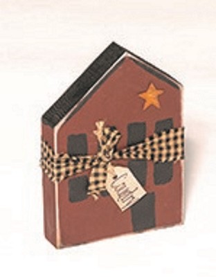Rustic Primitive Country Decorative Salt Box House with Ribbon Amish ...