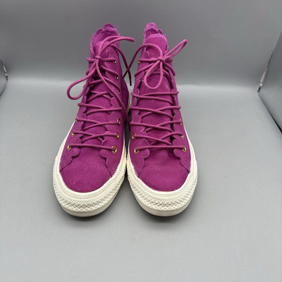 Converse Chuck Taylor All Stars High Top Scallop Edge Pink Suede Size 7 ...