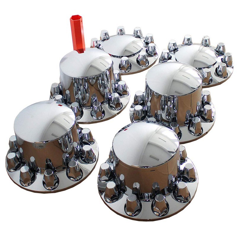 Chrome Hub Cover Semi Truck Wheel Axle Cover 33mm Lug Front & Rear ...