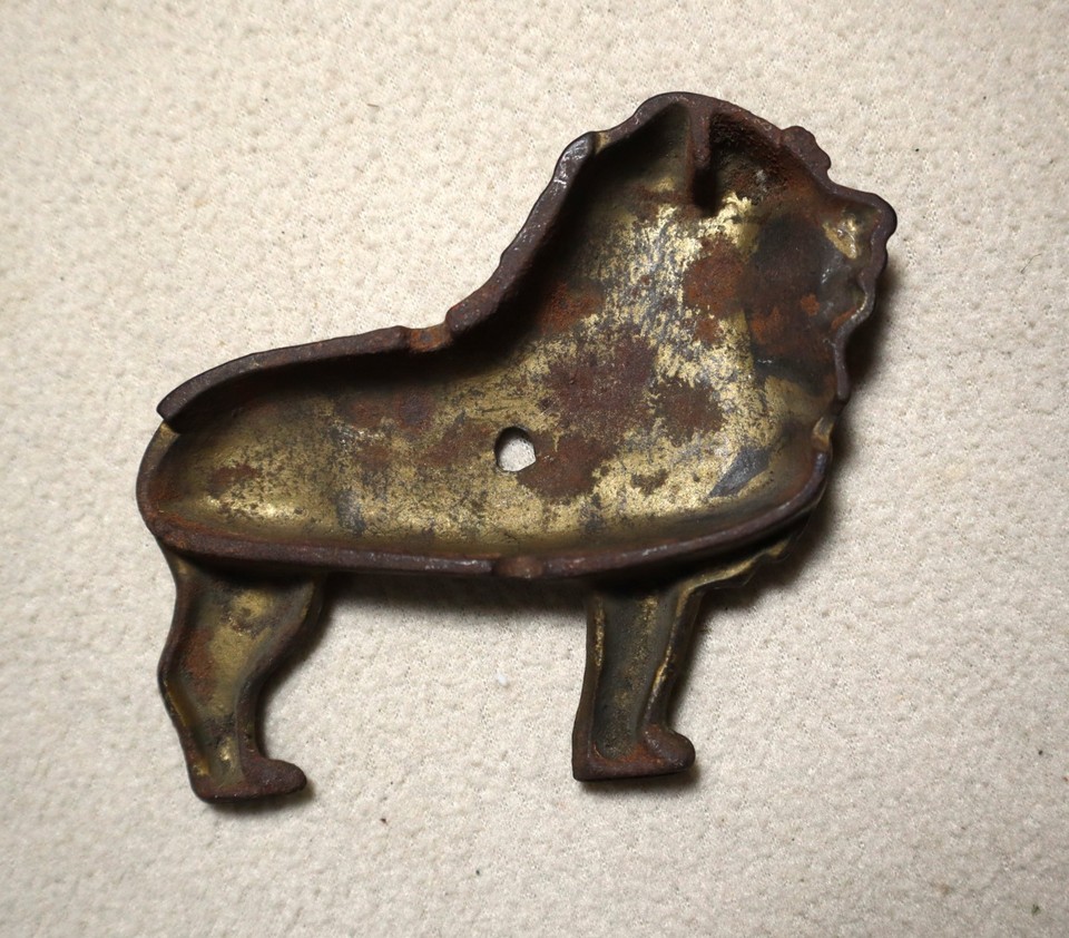 Antique Cast Iron Lion Still Bank Left Side Only for Parts or Repair ...