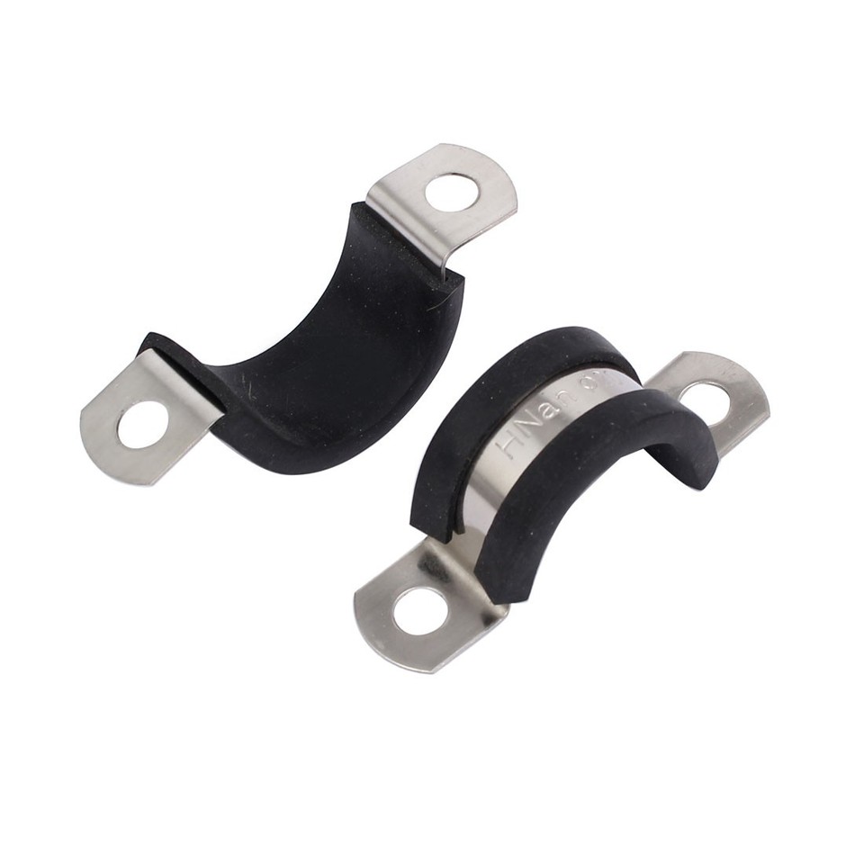 20mm Dia EPDM Rubber Lined U Shaped Pipe Tube Wire Clamps Clips 3pcs ...