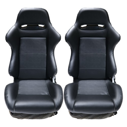 1Pair Universal Car Racing Seats PVC Leather with 2 Sliders Sport Seats ...
