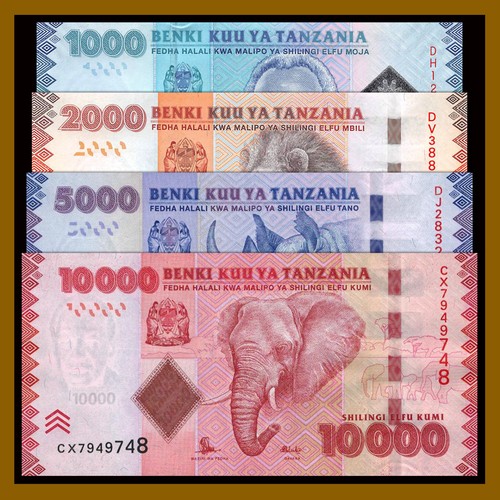 Tanzania 1000 2000 5000 10000 Shillings (4 Pcs Set), 2010-2015 P-41/42 ...