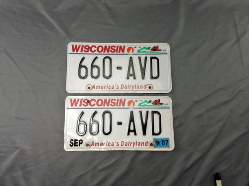 WISCONSIN License Plate Set AMERICA'S DAIRYLAND 2007 Tag | eBay