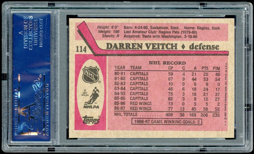 1987 Topps #114 Darren Veitch PSA 10 | eBay