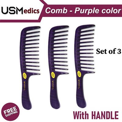 3 Unbreakable Hair Combs Hairstyling Barbers Comb Wide Teeth with ...