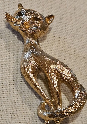 Classic MONET Gold Plated Sassy Cat Pin Brooch 2 In Signed | eBay