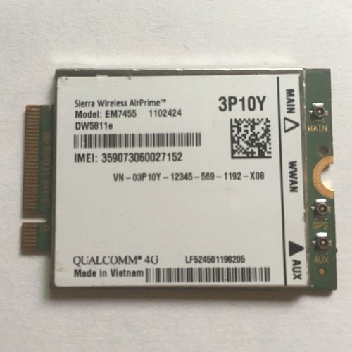 Scheda Dell DW5811E 3p10y MM9JH 1DPXG EM7455 wireless Qualcomm 4G WWAN ...