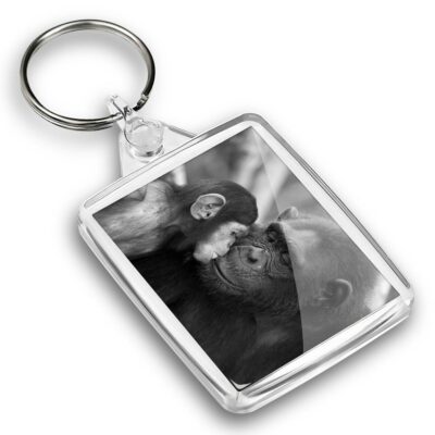 IP02 Passport Keyring BW - Chimpanzee Mother & Baby Chimp #37022 | eBay UK
