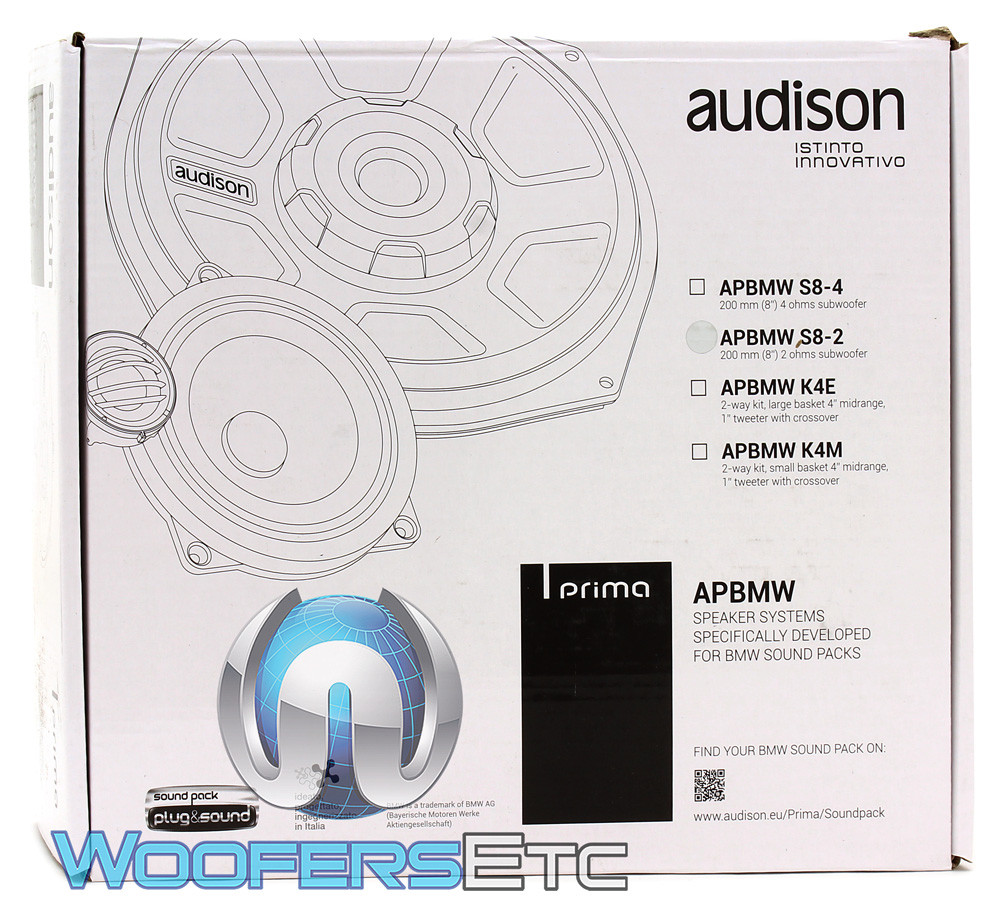 AUDISON APBMW S8-2.2 8" 2-OHM SHALLOW SLIM COMPACT SUBWOOFER BASS ...