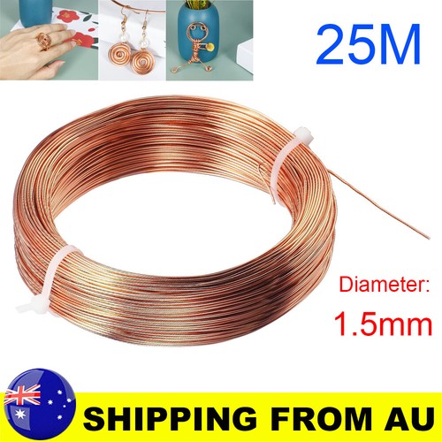1.5mm=14G Pure Bare Copper Wire Brass Wire Bonsai Jewellery Craft 25M ...