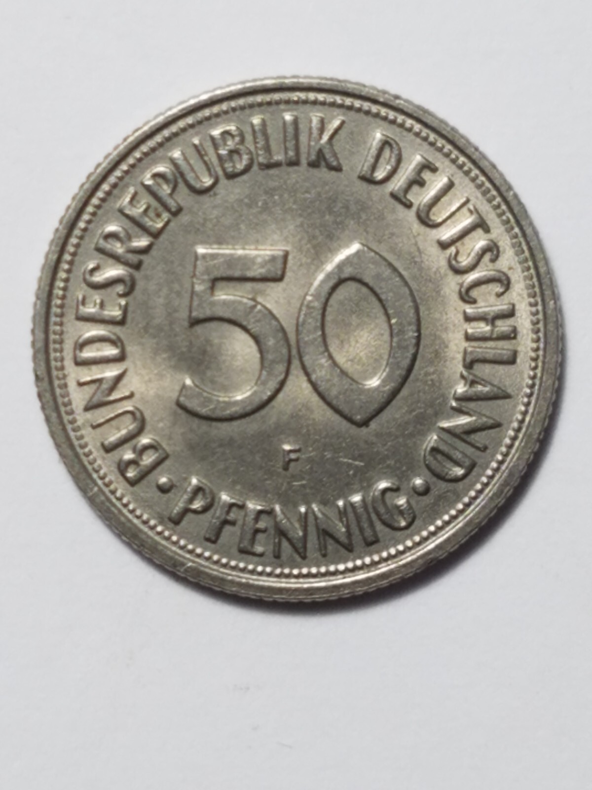 Ultra Rare Bundesrepublik F Deutschland 1950 50 Pfennig Collectors Coin ...