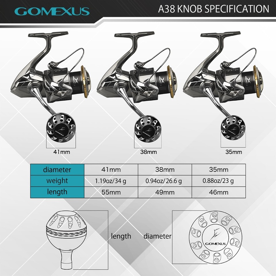 Gomexus power knob 35mm for Stradic FL Sustain FI Nasci Daiwa BG MQ TD ...
