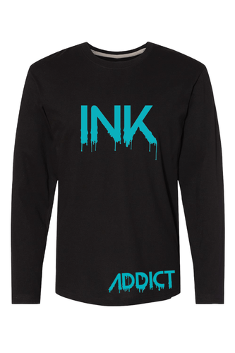 Tee Shirt À Manches Longues InkAddict Unisexe Noir / Bleu Neuf Taille S ...