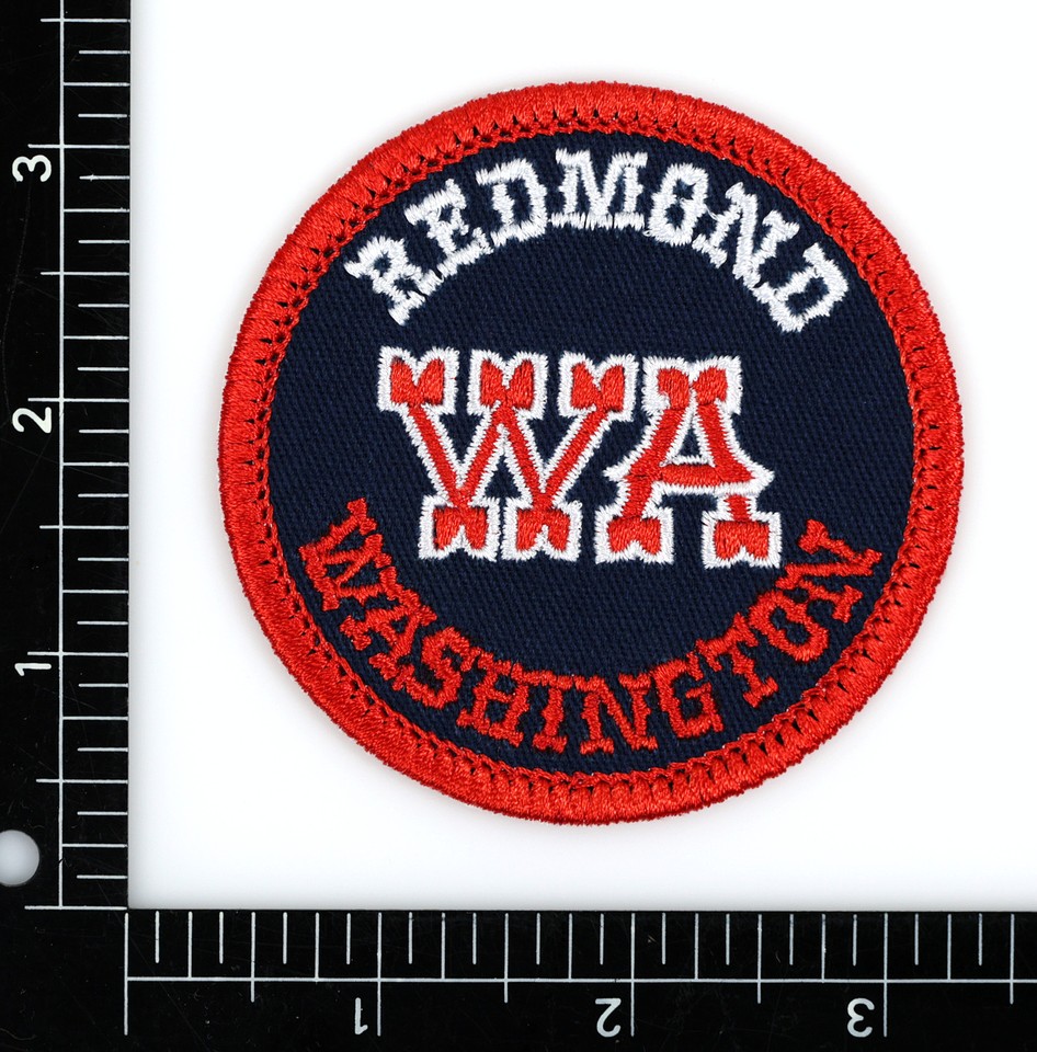 Redmond Washington Embroidered Patch Black/Red Iron-On Sew-On Hat ...