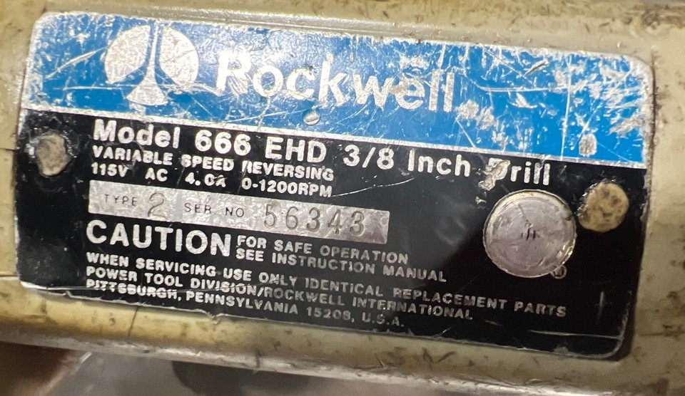 Rockwell 3/8" Drill Model 666 Used Surplus | eBay