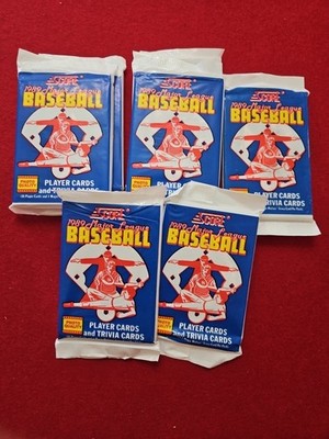 1989 SCORE Baseball Lot Of 7 Unopened Sealed Wax Packs 16 Cards Per ...