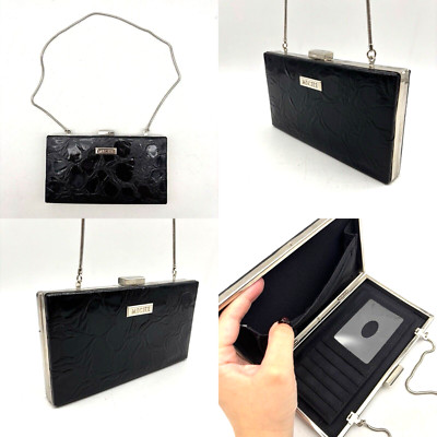 Miche Black Faux Patent Croc Snap Close Hard Shell Chain Strap Clutch ...
