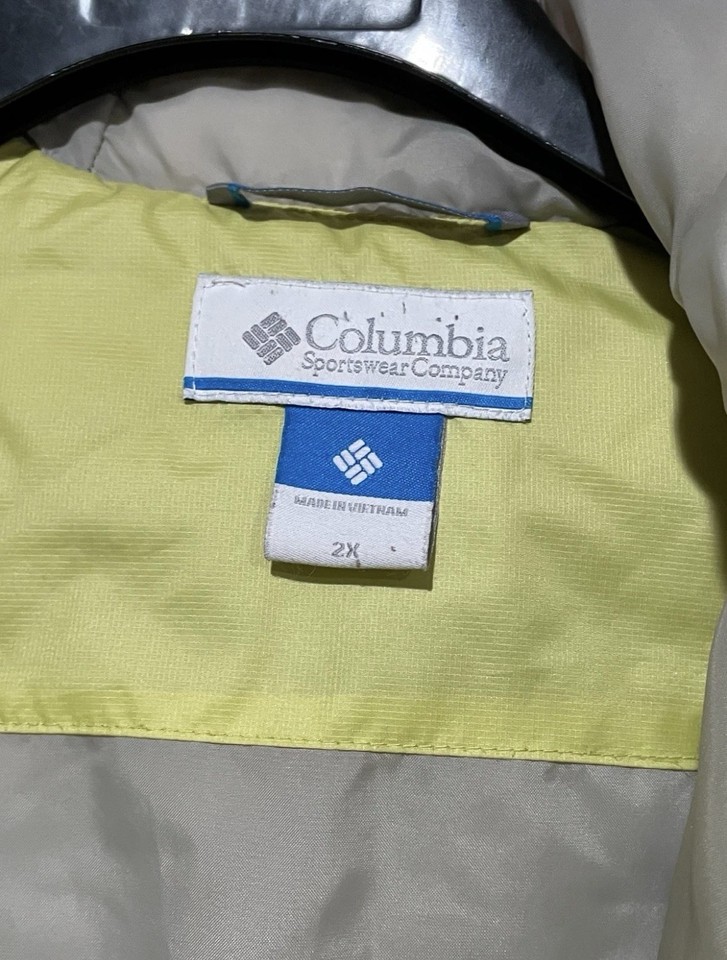 Columbia Women's Yellow Hooded Puffer Jacket Full Zip Lined Pockets 2X ...