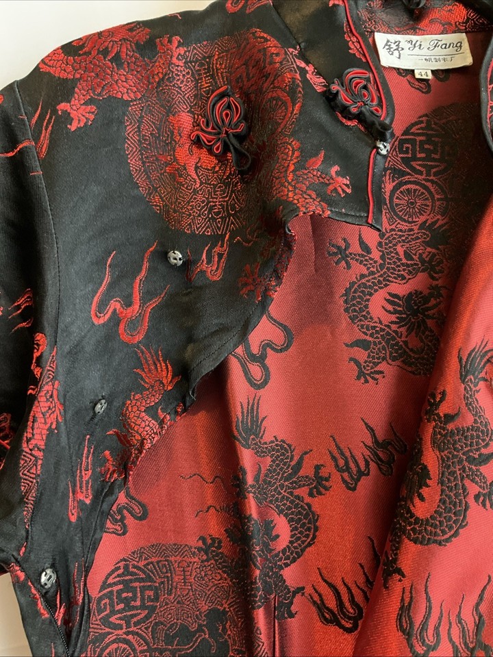 Yi Fang Chinese Long Dress Both Side Slit Dragon Red, Black Size-44 ...