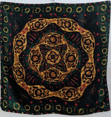 Red Green & Gold Women's Scarf Italian Style 33.5" Square | eBay