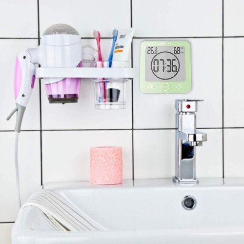 Digital Bathroom Shower Wall Clock Timer With Alarm Waterproof For ...