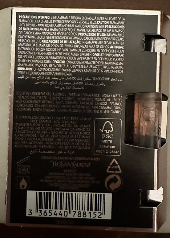 💠YSL Yves Saint Laurent Black Opium EDP Sample Vial .04oz Spray New ...
