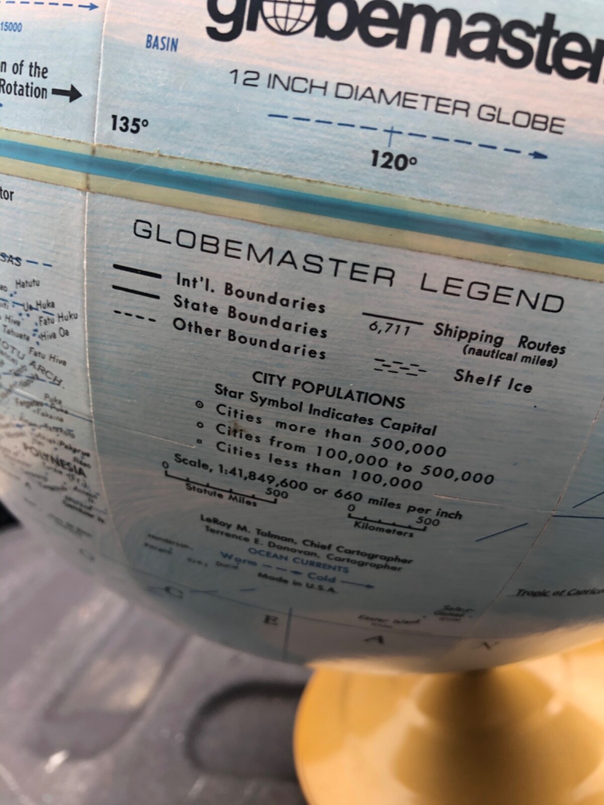 Globemaster 12 inch Diameter Globe Made in USA raised - embossed ...