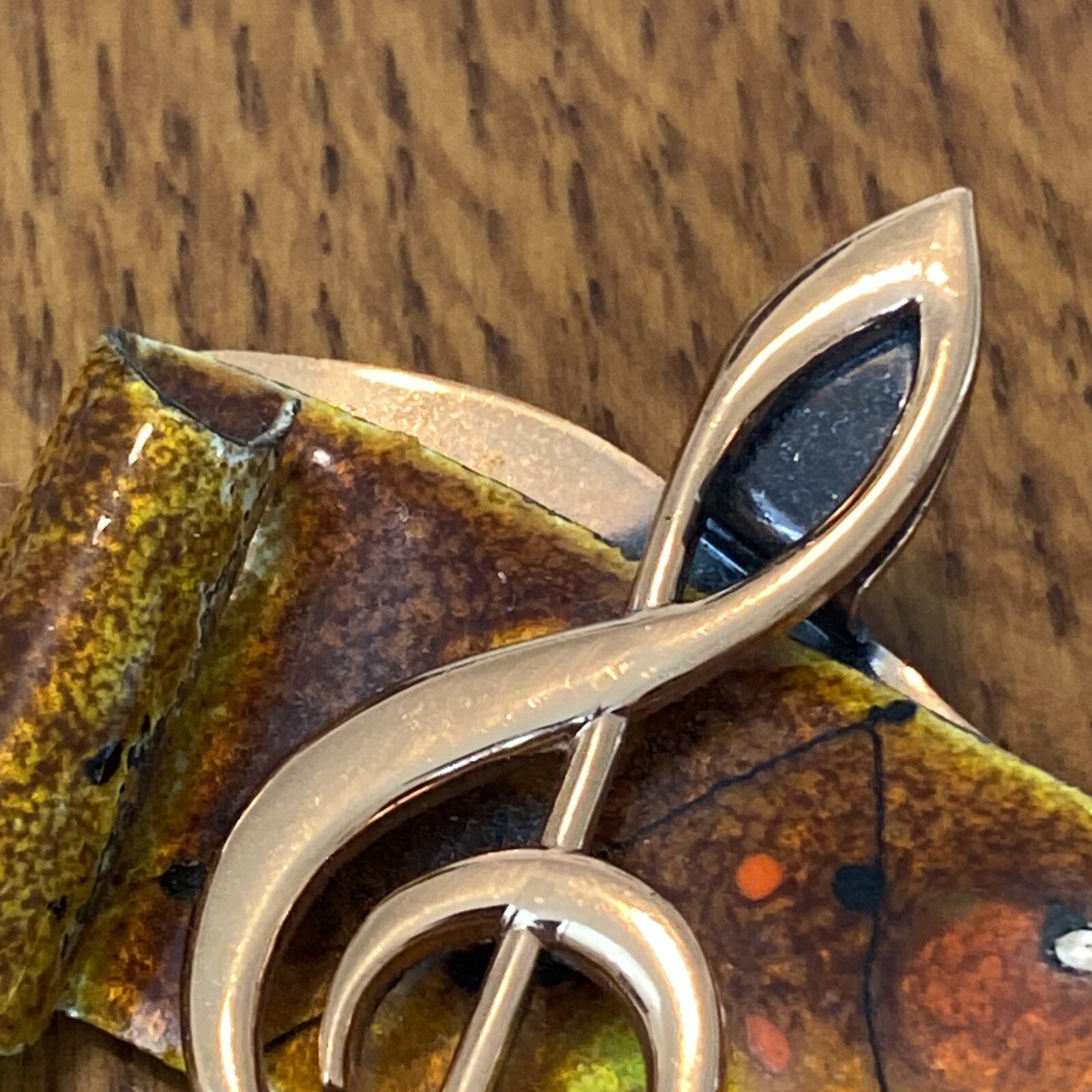 Vintage Matisse Renoir Copper Enamel Musical Note Pin Brooch Etude ...