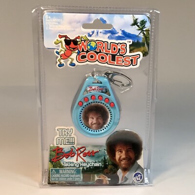 World's Coolest Bob Ross Talking Keychain With 6 Phrases Super Impulse ...