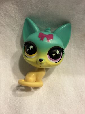 lps littlest pet shop Fox Yellow Body/ Green Head Star Eyes Yellow Eye ...