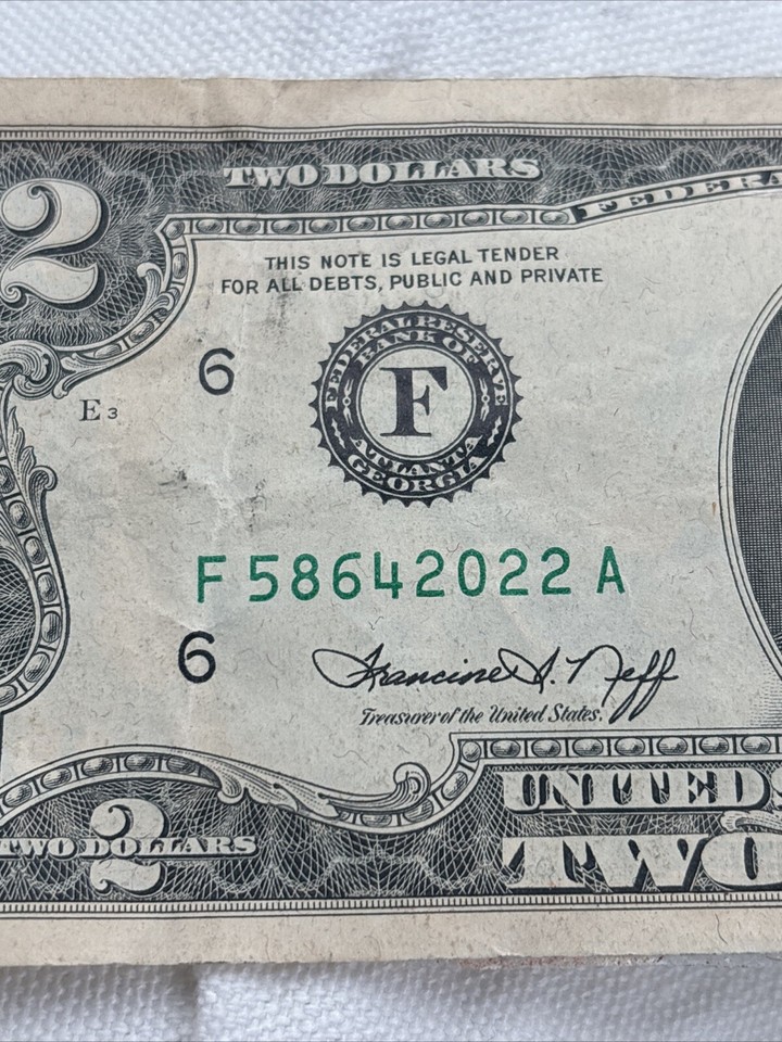 US $2 Two Dollar Bill 1976 Series F Double Digits | eBay