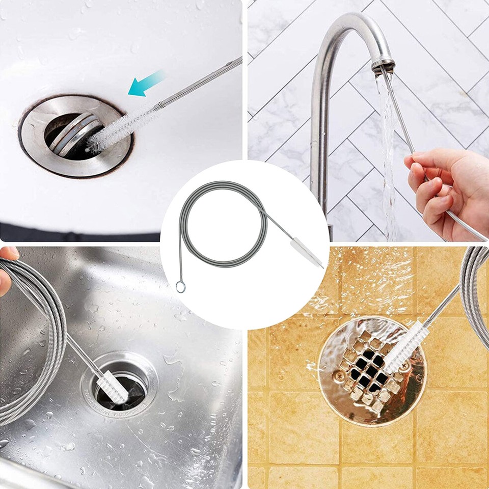 2x 150cm Flexible Car Drain Dredge Sunroof Cleaning Scrub Brush ...