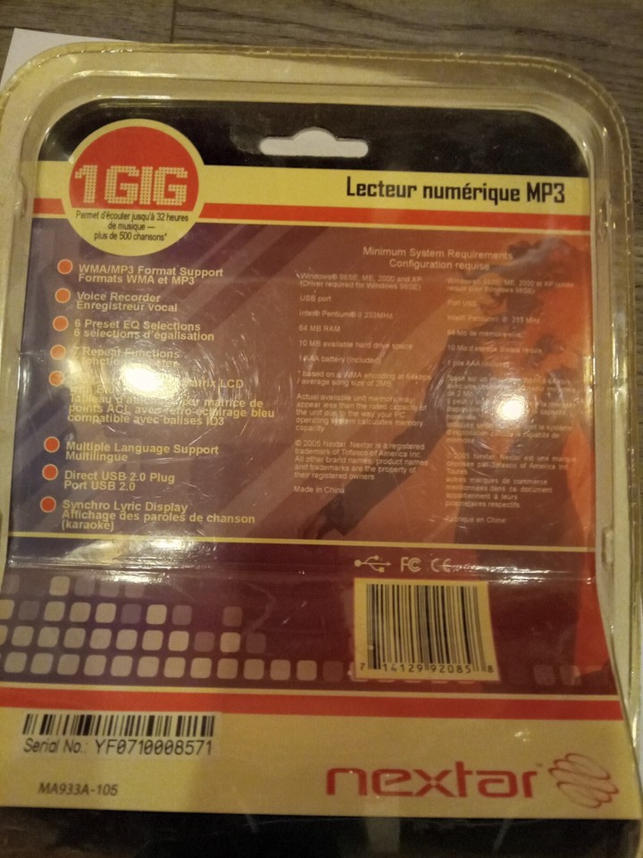 Nextar MP3 Player 1 GB Digital Media Player MA933A Black New Sealed! | eBay