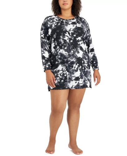 Jenni Women's Plus Size 2X Long Sleeve Sleepshirt In Black Tiedye NwT ...