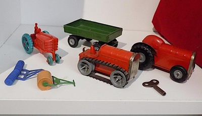 Vintage Tinplate & Plastic Farm Tractors & Attachments - inc Tri-ang ...