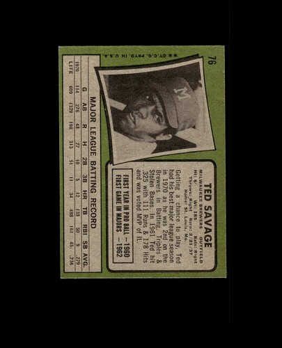 1971 Topps 76 Ted Savage EX #D1,408863 | eBay