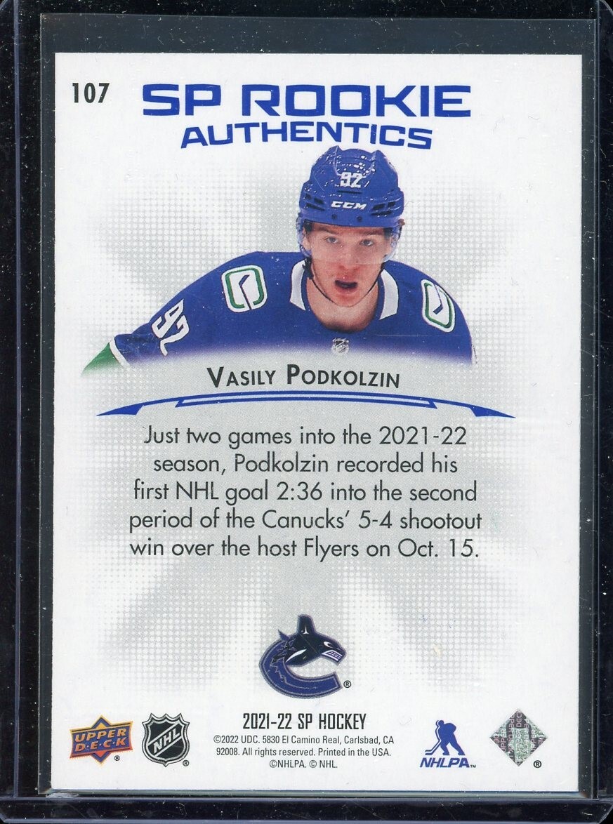 2021-22 SP - Rookie Authentics Blue #107 Vasily Podkolzin (RC) for sale ...