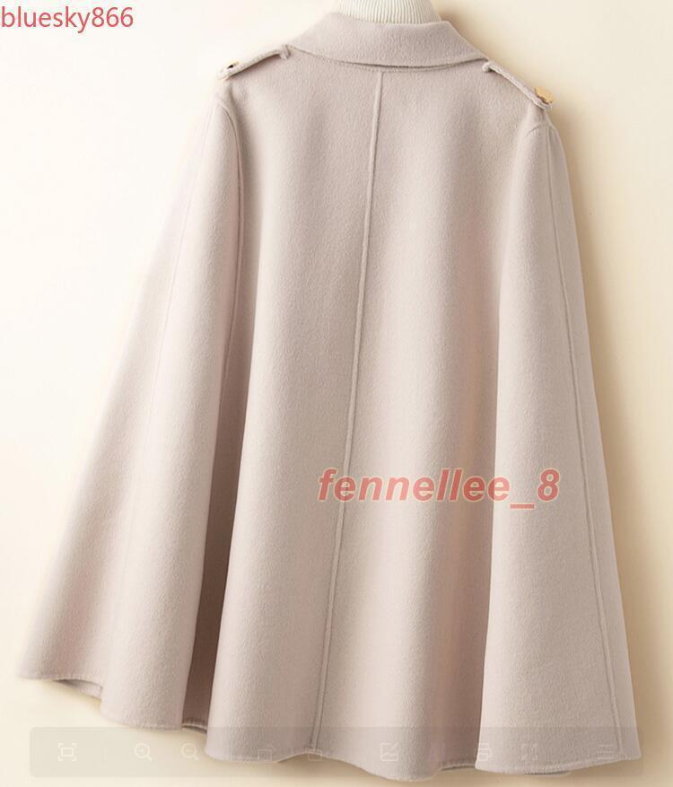 Double-sided 100% Wool Coat Women Loose Fit Cape Fashion Poncho Woolen ...