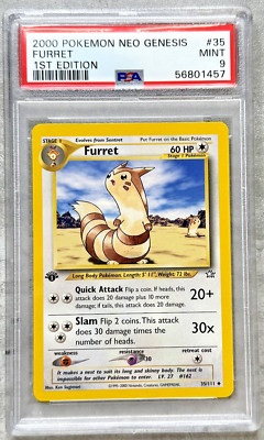 Pokémon Card 1st Edition Furret PSA 9 Mint, Neo Genesis #35, WOTC 2000 ...