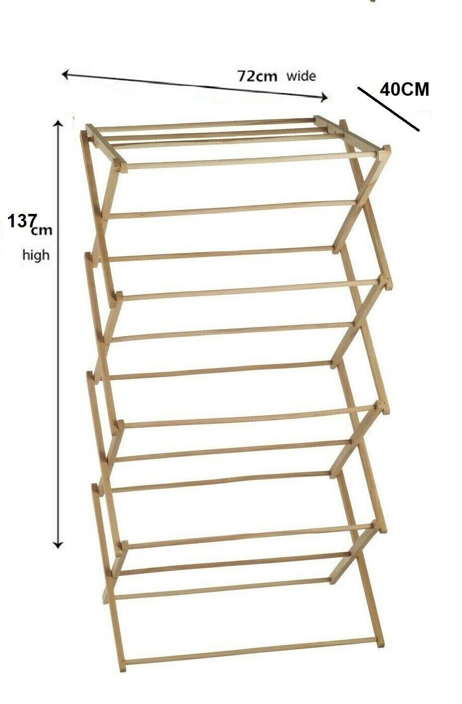 4 Tier Classic Bamboo Wooden Clothes Airer Traditional Folding Drying ...